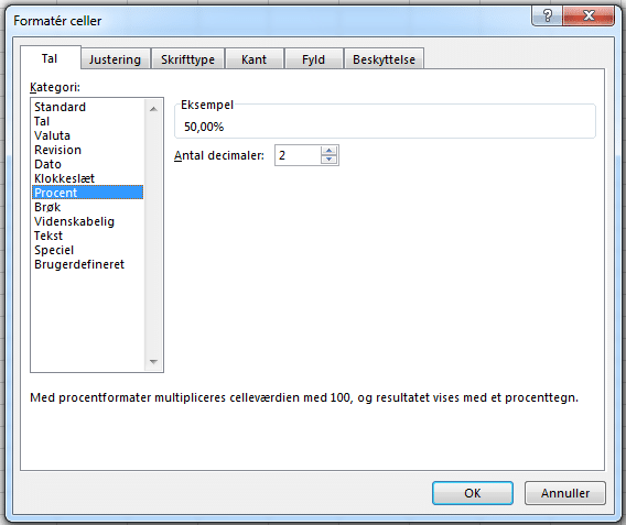 Sådan regner du med procenter i Excel